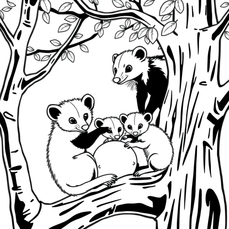 Opossum Coloring Pages For Kids - Printable & Free!