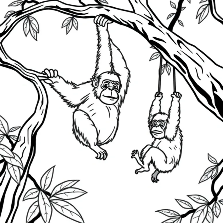 Orangutans Coloring Pages For Kids - Printable & Free!